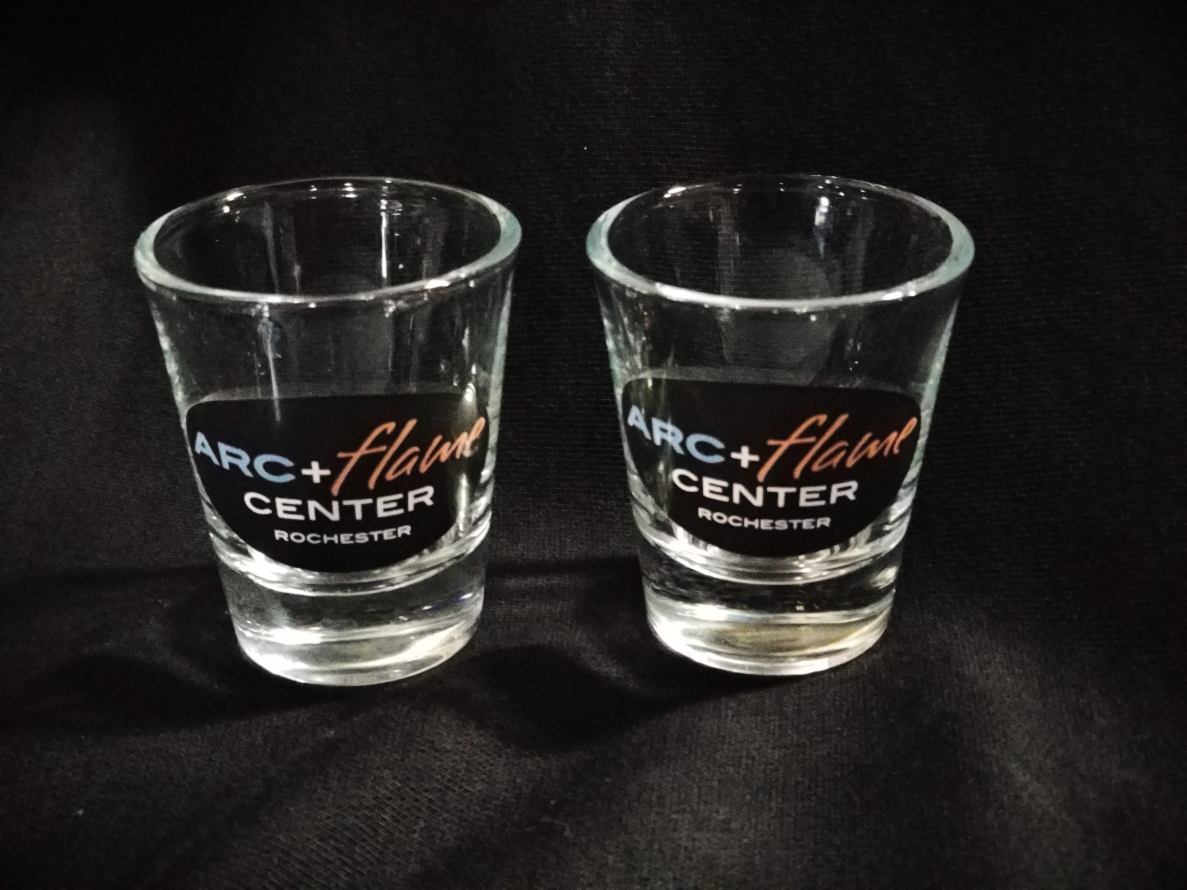 Arc + Flame Logo Shot Glass – Rochester Arc + Flame Center